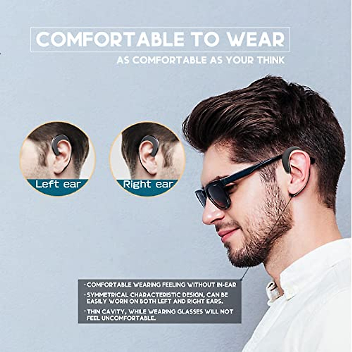 Bone Conduction Headphones Bluetooth Open Ear Headphones Open air Headphones IPX5 Waterproof Headphones (Black)