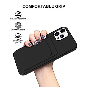 Silicone Card Case Compatible with iPhone 12/iPhone 12 Pro 6.1inch, Shock-Absorbing Protective Case with Card Holder, Soft Slim Wallet Case Compatible with iPhone 12/12 Pro (2020 Release)-Black