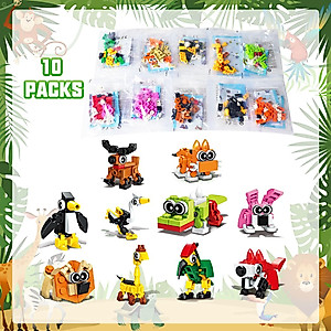 HOGOKIDS Party Favors for Kids 10 Pack - 30 Kinds of Animals Building Blocks Toy Set for Birthday Party Favors Goodie Bags Stuffers Classroom Prizes, Easter Gifts for Boys Girls Ages 4-12+