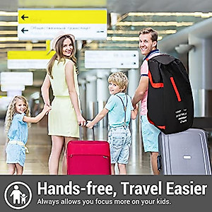 ProFaster Car Seat Travel Bag Backpack for Air Travel - Karfast Universal Infant Carseat Gate Check Bag Cover for Airplane, Foldable with Pouch, Black