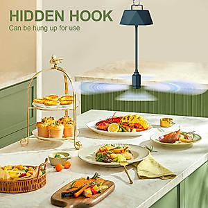 Grete Gotye 2-PC Food Fans for Tables, Outdoor Food Fan, Food Fan with Flexible Goose-Neck Blades, Portable Battery Powered Fan for Home Restaurant Party Picnic Patio (Navy Blue)