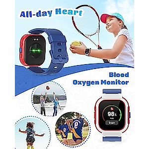 Cloudpoem Smart Watch for Kids Girls Boys, Kids Watch Fitness Tracker Watch with Pedometer Heart Rate Monitor Sleep Tracker Alarm Clocks Puzzle Games Calculator IP68 Waterproof, Kids Gift Blue