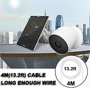3w Solar Panel Compatible with Google Nest Camera Outdoor & Indoor & 2nd Generation (Battery Version) Cameras, Weather Resistant, Easy Install，IP66 Waterproof，4m Charging Cable (3W one Packed)