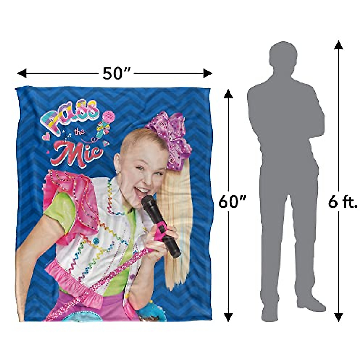 JoJo Siwa Blanket, 50"x60" Pass The Mic Silky Touch Super Soft Throw Blanket