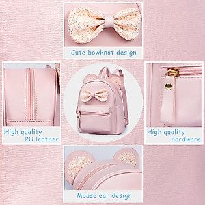 Mini Backpack for Girls Cute Bowknot Toddler Backpack Purse Cartoon Mouse Ears Purse Mini Backpack for Teen Girls