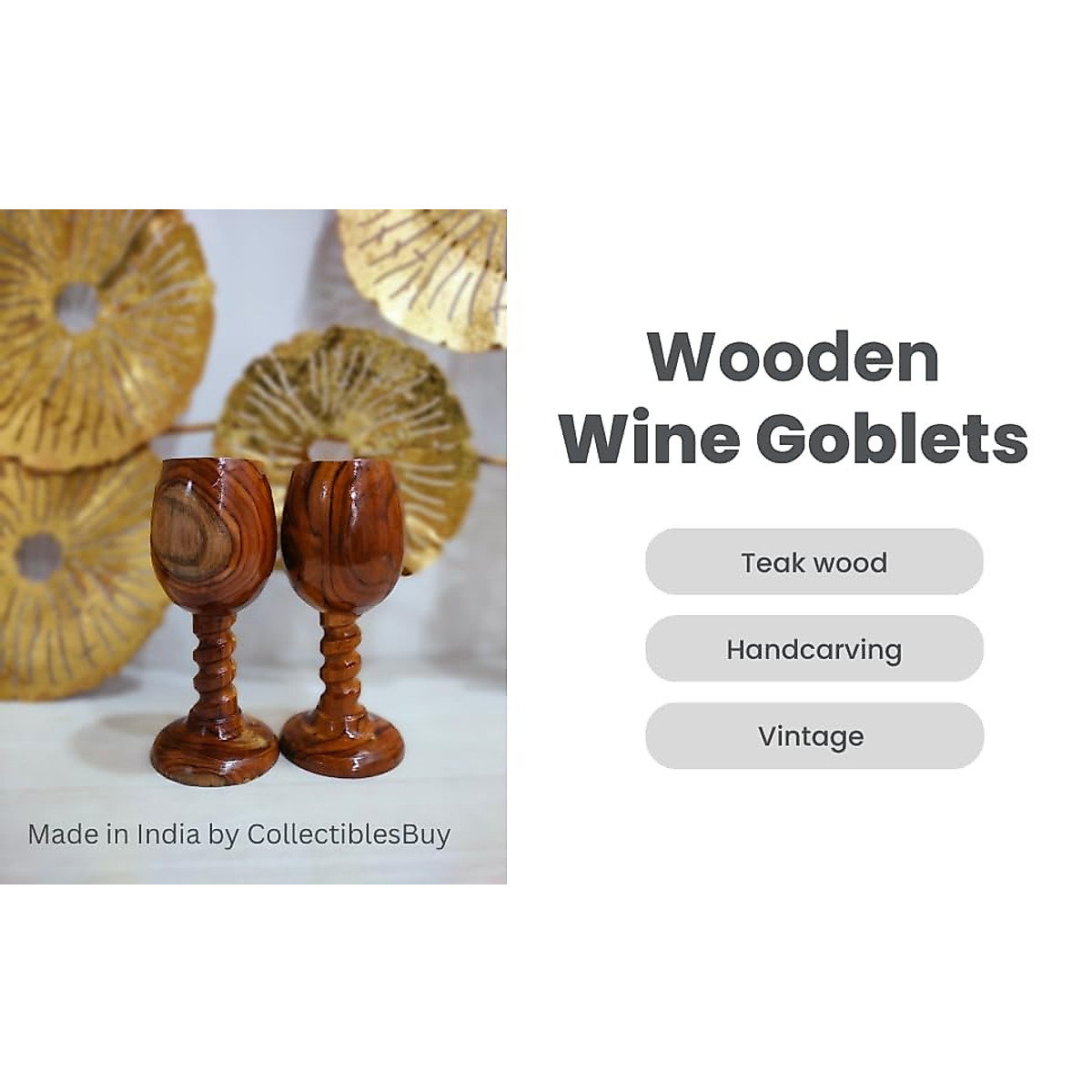 Handmade Wooden Shine Goblet Wine Glass Natural Wooden Wine Chalice Rustic Goblet Cup Drinkware Cummunion Toast Set of 2