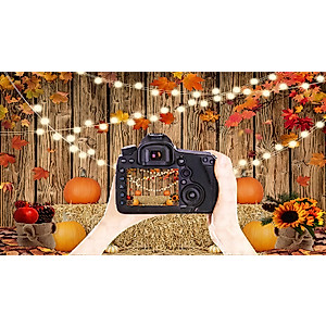 YYNXSY Fall Thanksgiving Photo Backdrop Autumn Retro Board Backdrops Wooden Fence Haystack Pumpkin Photo Background Thanksgiving Party Decorations Studio Photography Props 7X5FT YY-2516