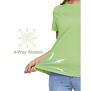 MAGCOMSEN Tennis Shirts for Women Dry Fit Tshirts Shirts Short Sleeve Rash Guard Uv Shirts for Women Sun Protection Running Tops Light Green,M