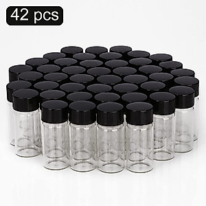 stonylab Clear Glass Sample Vials with Cap, Screw Cap Sample Vials Clear Glass Liquid Sampling Bottle Reagent Bottle with Cap Closure (10ml (42 Packs))