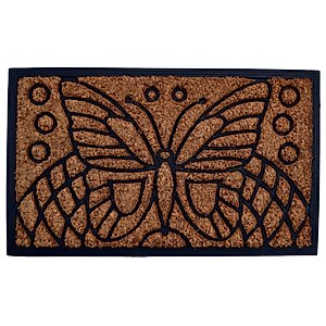 Imports Decor Rubber Back Coir Doormat, Butterfly, 18-Inch by 30-Inch