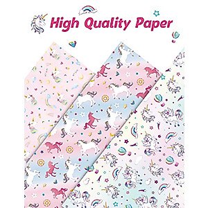 Unicorn Wrapping Paper - 10 Sheet 20'' x 27'' Unicorn Gift Wrapping Paper Girls Birthday Wrapping Paper Pink Wrapping Paper Child Gift Wrap Paper Wrapping Paper Kids Girls Birthday Wrapping Paper