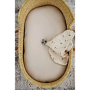 Marlowe & Co Organic Cotton Muslin Baby Blanket with Snap Closure, 100% Organic Cotton Muslin Lovey Blanket with Holder, Blanket Only (Floral Vanilla)