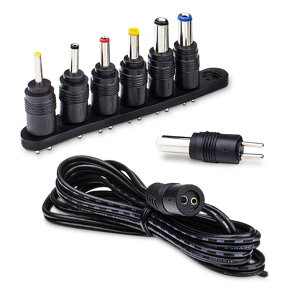 CyberPower CPUDC1U2000 Universal Power Adapter, 2.1 Amp/2000mA, USB Charge Port, 7 Adapter Tips, DC Plug, 5ft Power Cord Black