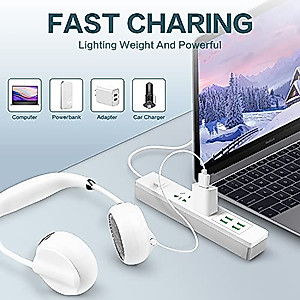 POOCCI Portable Neck Fan, Hands Free Bladeless Fan, USB Rechargeable Wearable Personal Fan, Headphone Design Neck Cooling Fan, USB Powered Neck Fan with 3 Speeds-White