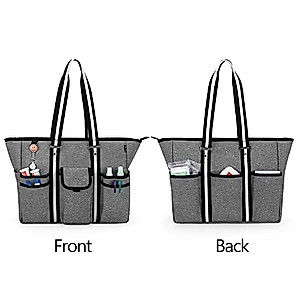 CURMIO Nurse Tote Bag with Additional Bottom Support for Home Health Care, Clinical Bag for Nursing Students, Doctors, Medical Assistants, Gray (Empty Bag Only, Patented Design)