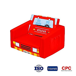 MallBest Kids Sofas Children's Sofa Bed Baby's Upholstered Couch Sleepover Chair Flipout Open Recliner(Red/Fire Truck)