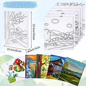 12 Pcs Pre Drawn Outline Canvas 10 x 8 Inch, Pre Drawn Stretched Canvas Painting Boards for Painting Art Party Favor for Adult Student Kids DIY Painting(Rustic Style)
