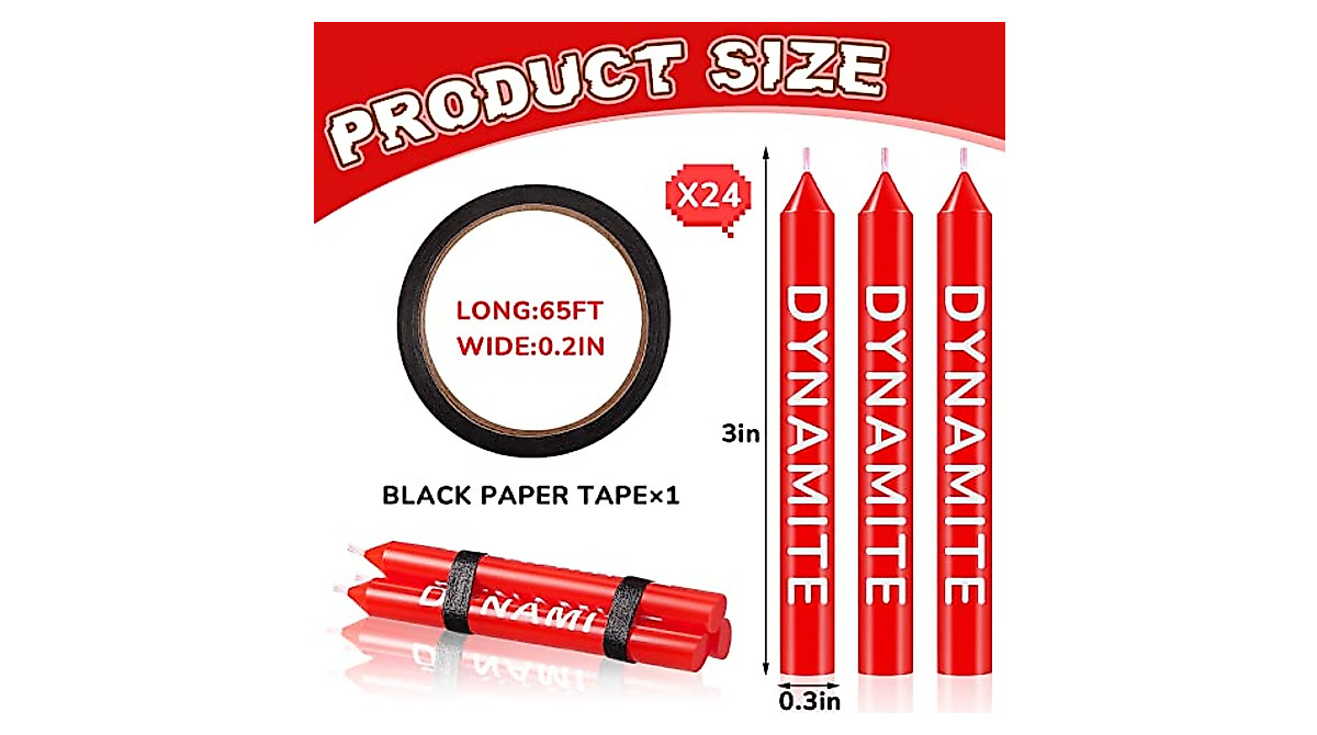 Dynamite Birthday Candles - 24 Pack TNT Cake Toppers