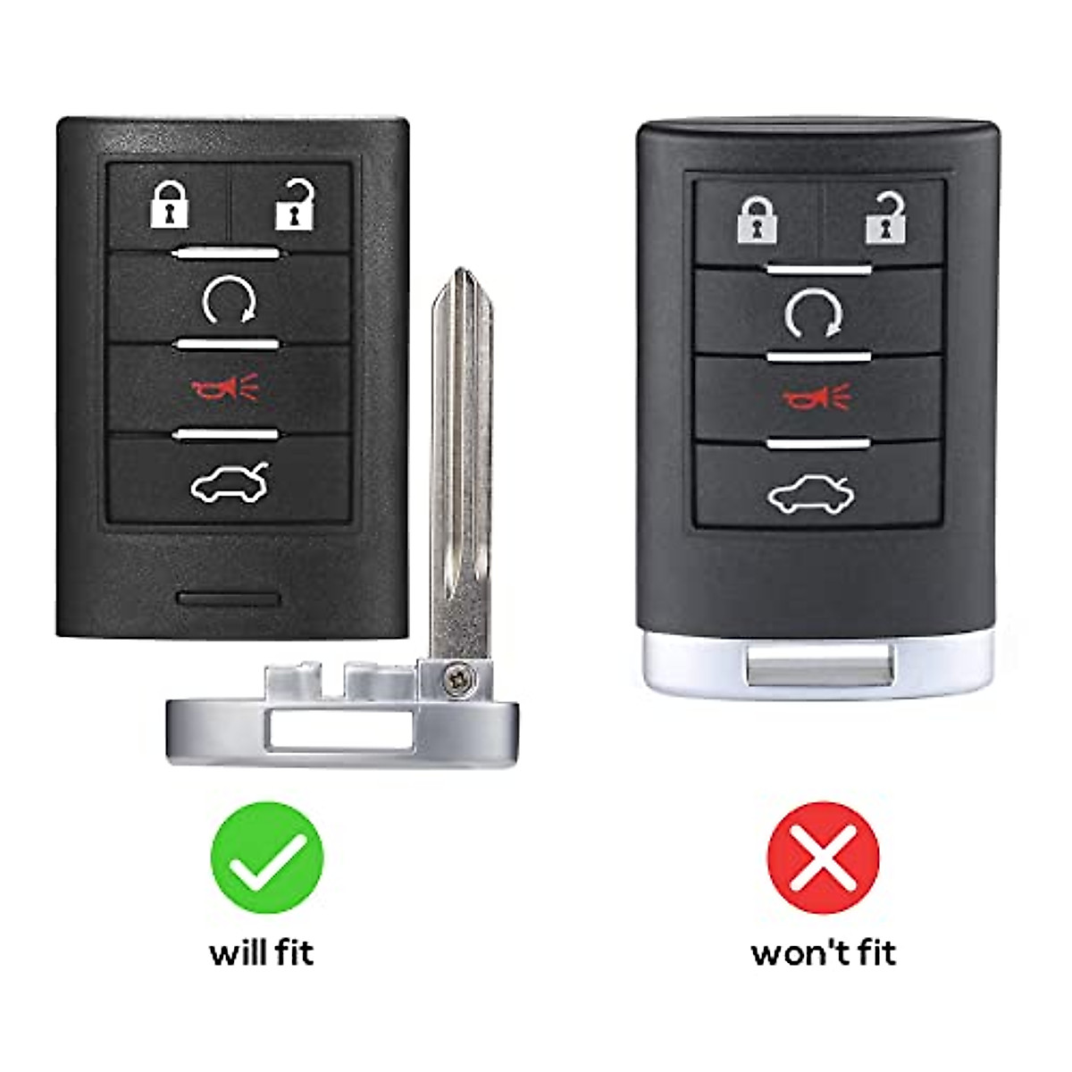Key fob, VOFONO Keyless Entry Remote Smart Replacement Compatible with Cadillac CTS 2008-2015/ STS 2008 - 2011 (FCC ID: M3N5WY7777A) 5 Buttons