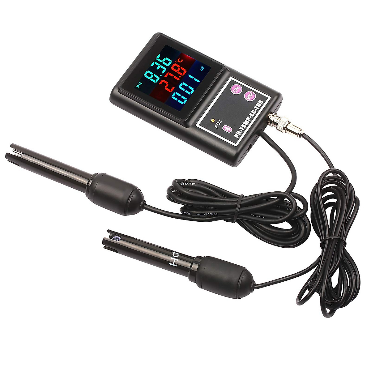 AMTAST Water Quality Tester 4 in 1 PH, EC, TDS(PPM), Temp Multi-Parameter Water Quality Monitoring with Bluetooth for Pools Ponds Aquariums Water Tank, 110V 60Hz with US Plug