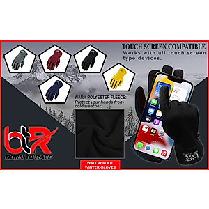 Cycling Gloves 100% Waterproof Touch Screen Unisex Gloves | Fleece Gloves for Men Women | Full Finger Gloves | Touch Screen Gloves with Hipora Ideal for Cycling Running Driving Hiking (Navy Blue-XS)