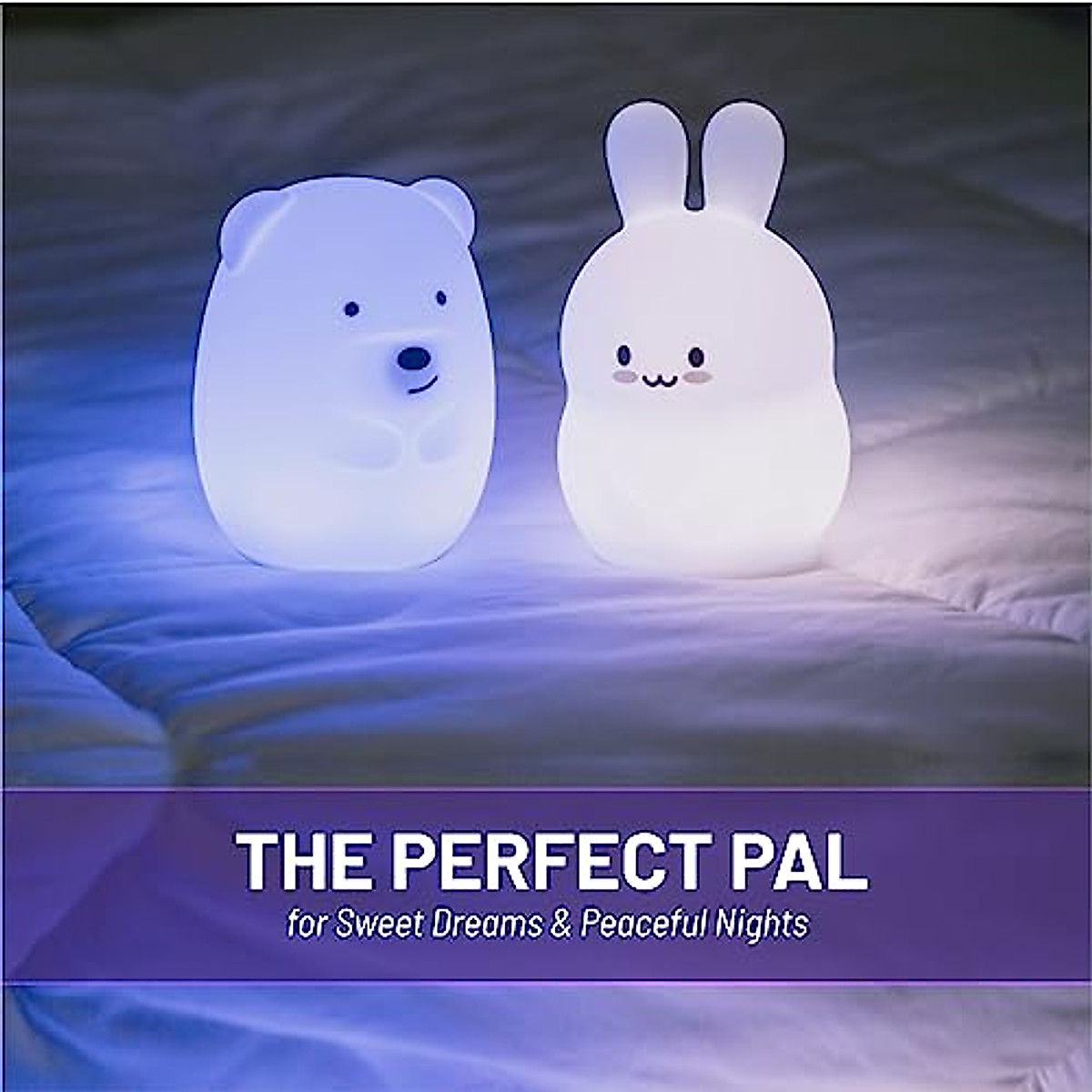 Lumipets Animal Kids Night Light, Silicone Nursery Light for Baby and Toddler, Squishy Night Light for Kids Room, Animal Night Lights for Girls and Boys, Kawaii Lamp (Junior Bear)