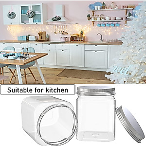 6 Pack 24 Oz Clear plastic jar, Refillable Kitchen Storage Containers, For Kitchen & Household, Aluminum cap.