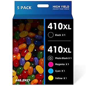 410XL Ink Cartridges Combo Pack Remanufactured for Epson 410XL 410 XL T410XL Ink Cartridges for Epson Printers XP-830 XP-640 XP-530 XP-630 XP-635 XP-7100 (Black, Cyan, Magenta, Yellow, Photo Black)