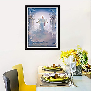 F-CANLAN Diamond Painting Kit Angel Jesus Full Drill (14X18 inches, Round, Oil, Clear) for Adult Religion Room Decor