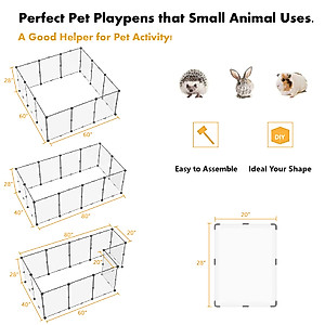 C&AHOME Pet Playpens, 12 Panels 28 X 20 Inch Portable Large Plastic Yard Fence Small Animals, Puppy Kennel Crate Fence Tent, White, UPP5070W