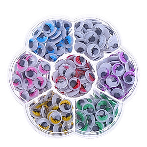 Decora 140pcs 12mm Mixed Colors Googly Wiggly Eyes with Eyelash with Self-adhesive DIY Scrapbooking Crafts Toy Accessories