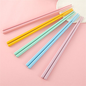 Chopsticks 5 Pairs Dishwasher Safe Reusable Easy to Use Chopsticks Set 9.5 Inches for Sushi, Ramen, Asian Cuisine, Matte Non-slip (Light 5 colors)