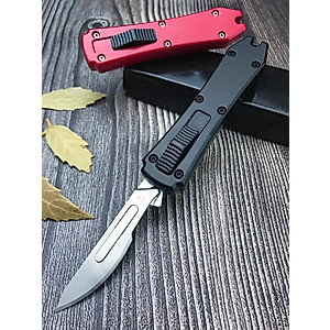 Utility Knife with Clip, Retractable Box Cutter, Small Scalpel, 10 Carbon Steel Blades, Aluminum Case (black)