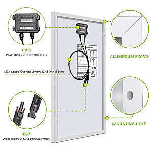 Weize 200W 12 Volt Solar Panel Starter Kit with 30A PWM Charge Controller, High Efficiency Monocrystalline PV Module for Home, Camping, Boat, Caravan, RV and Other Off Grid Applications
