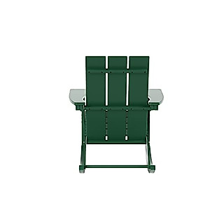 WO Patio Furniture Adirondack Rocking Chair, Supreme Quality, HDPE, All-Weather and UV Protection for Any Outdoor Spaces (Dark Green)