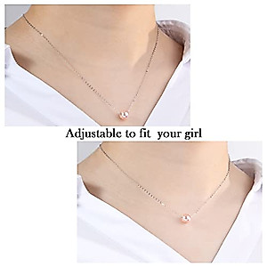 Sereney 18th Birthday Gifts for Girls S925 Sterling Silver Pink Pearl Necklace as Gifts for 18 Year Old Girl,Adujustable Length 18 Birthday Gifts for Girls Trendy 2023