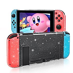 DLseego Dockable Crystal Case for Nintendo Switch, Glitter Bling Cover with Shock-Absorption and Anti-Scratch Design Protective Case - Crystal Glitter
