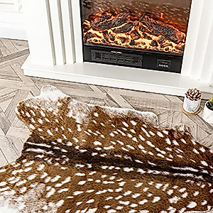 Faux Deer Rug Cowhide Rug Animal Rug Deer Print Rug Faux Cow Hide Western Area Rug Sika Deer Animals Mat Carpet for Home Living Room(5x6ft)
