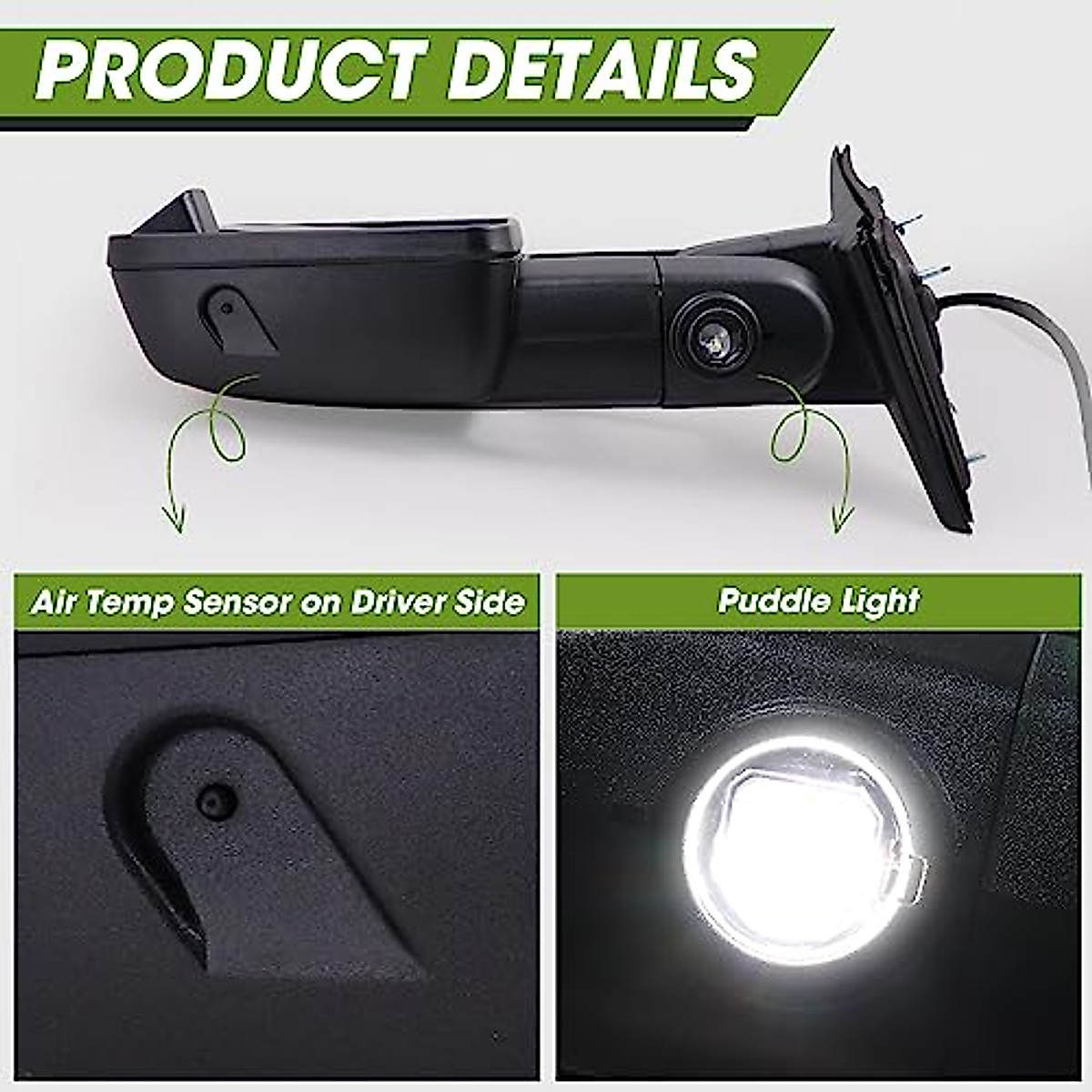 SIZIOM Switchback Towing Mirrors for 2009-2018 Dodge Ram 1500,2010-2018 Ram 2500 3500,Ram Classic 2019-2023,Power Heated Dynamic Turn Signal Backup Light Puddle Lamp Extendable Pair Set Tow Mirrors