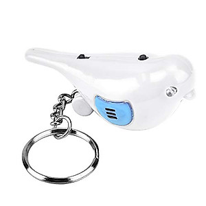 Whistle Key Finder Voice Control Bird Shape Keychain Mini Key Anti-Lost Tracer Finder with LED Light Suitable for Key Wallet Cellphone(White)