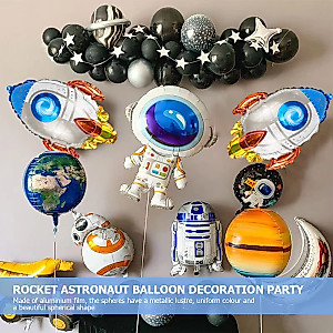 20Pcs Astronaut Aluminum Foil Balloons Outer Space Balloons Decoration for Outer Space Theme Party Kids Birthday Party Supplies Baby Shower