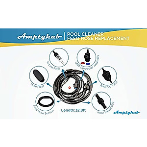Amptyhub G6 Pool Cleaner Feed Hose Replacement for Zodiac Polaris 280 380 Black Max pool cleaner (Not compatiable With Polaris 360)