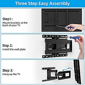 HOMEVISION TV Wall Mount, Full Motion Swivel Tilt TV Mount for Most 26-65inch, Some up to 70inch LED LCD OLED TV with Dual Articulating Arms Wall Mount Bracket Max VESA 400x400mm 132lbs Fits 16" Stud