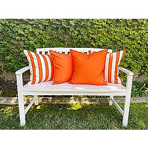 Ensperta Pack of 2 18x18 Outdoor Waterproof Orange Throw Pillow Covers and Inserts Included Decorative Square Cushion Patio Pillows for Patio Furniture (Orange Tiger)