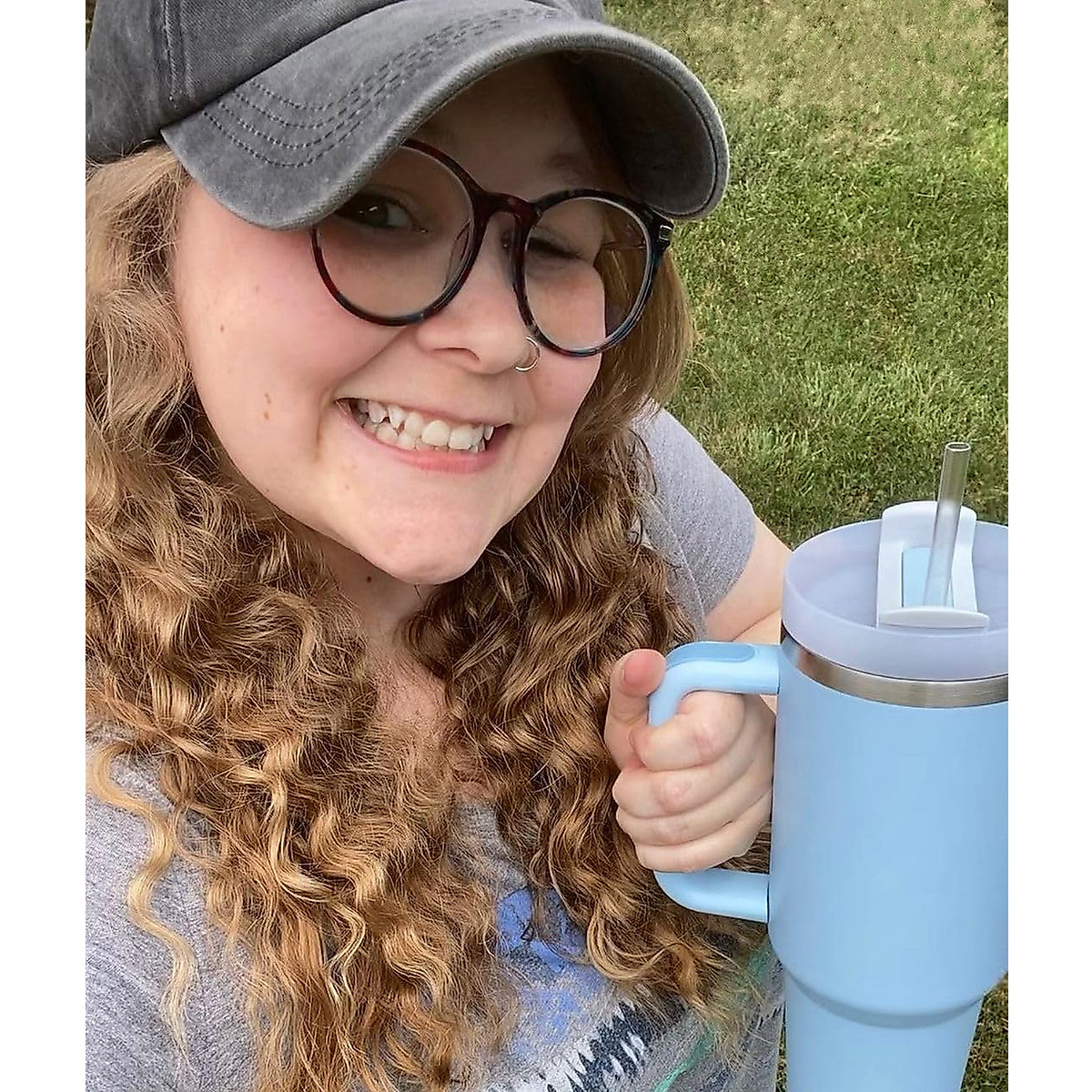 40 OZ Insulated tumbler with straw, Double Vacuum Stainless Steel Water Bottle for Home, Office or Car - Iced Coffee Cup Reusable,Thermos Travel Coffee Mug,Keep Hot/Cold for Hours (Sky Blue)