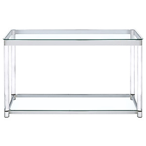 Coaster Home Furnishings Anne Sofa Table with Lower Shelf Chrome and Clear