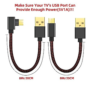 2 Pack 8 Inches Power Cable for Amazon Fire TV Stick Power up Your Fire Stick from Your TV's USB Port, Micro USB Cable for Amazon Fire Stick Power Cord