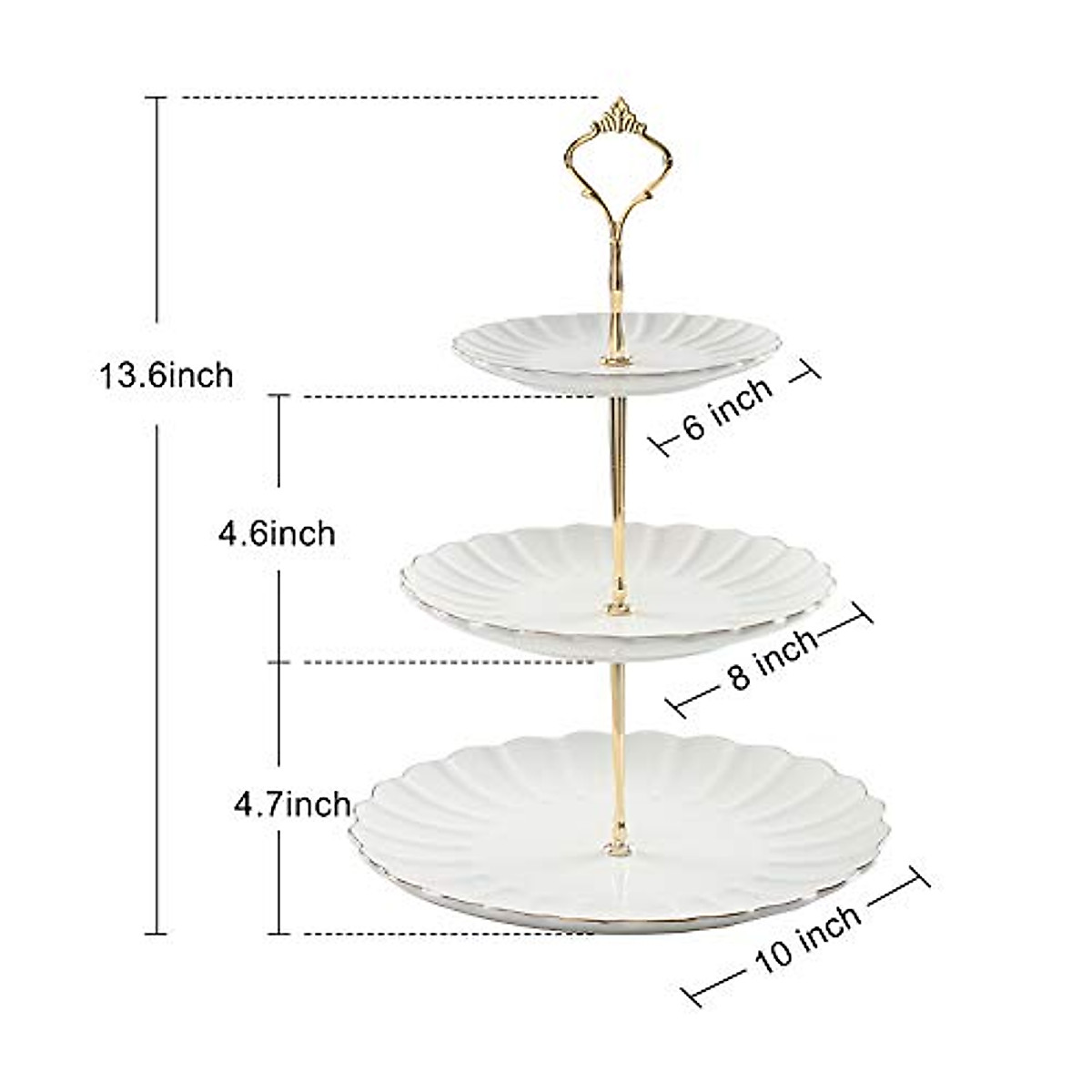 Sweejar 3 Tier Ceramic Cake Stand Wedding, Dessert Cupcake Stand for Tea Party Serving Platter (White)
