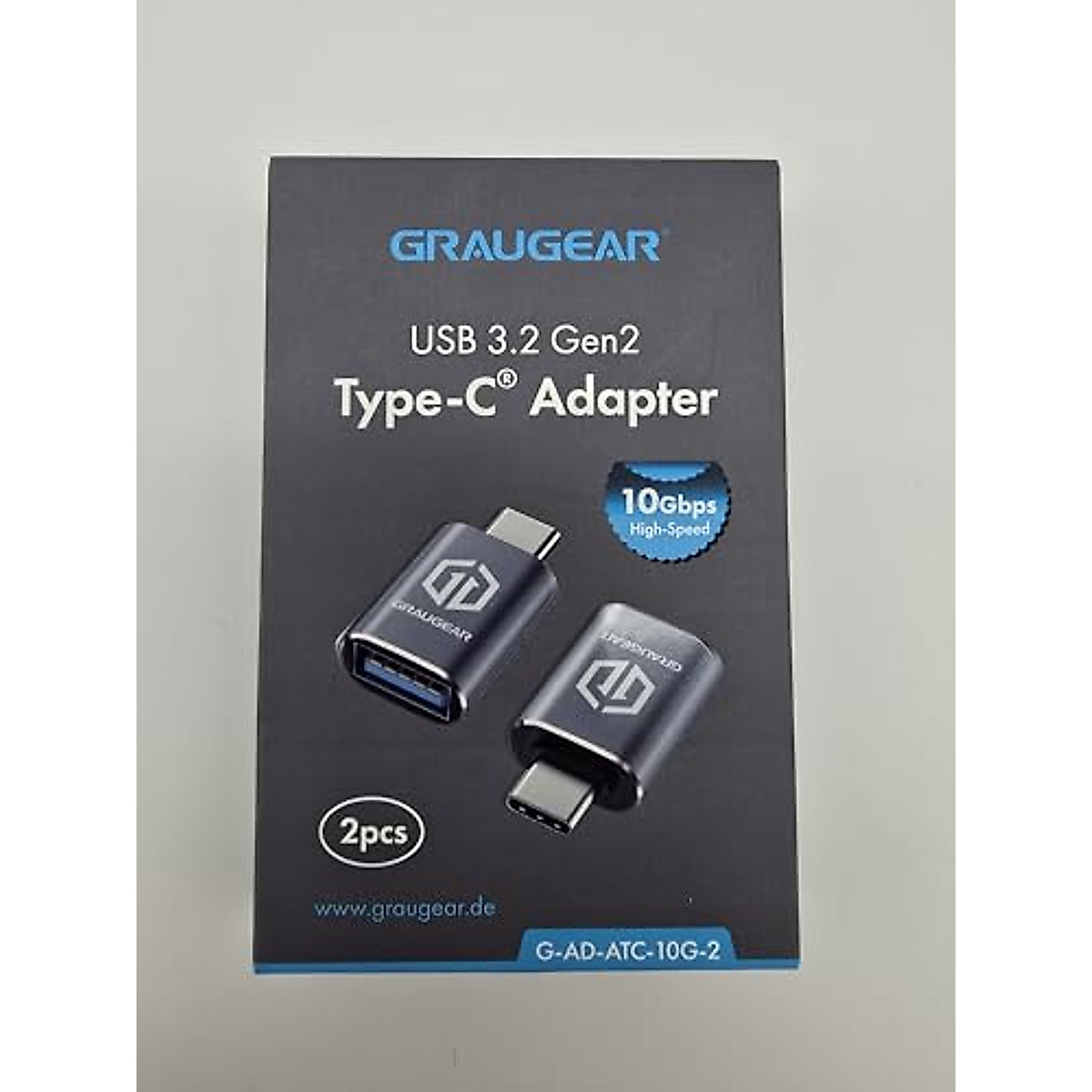 GRAUGEAR USB C to USB Adapter Pack of 2, 10Gbps Data Transfer, USB C Male to USB A Female Adapter 10Gbps, Compatible with PC, Laptop, MacBook, iPhone, iPad, Apple Watch, USB Charger, Type C Devices
