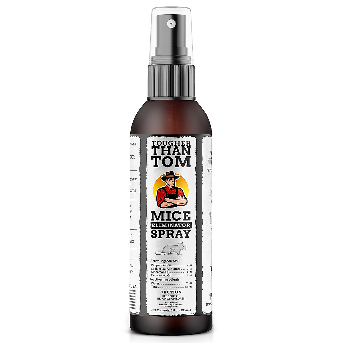 Tougher Than Tom Mouse Repellent Spray – 8 fl oz Premium Cinnamon and Peppermint Oil Spray for Rodents – Effective Mouse Repellent Indoor Spray – Mice Deterrent Spray – All-Natural Formula